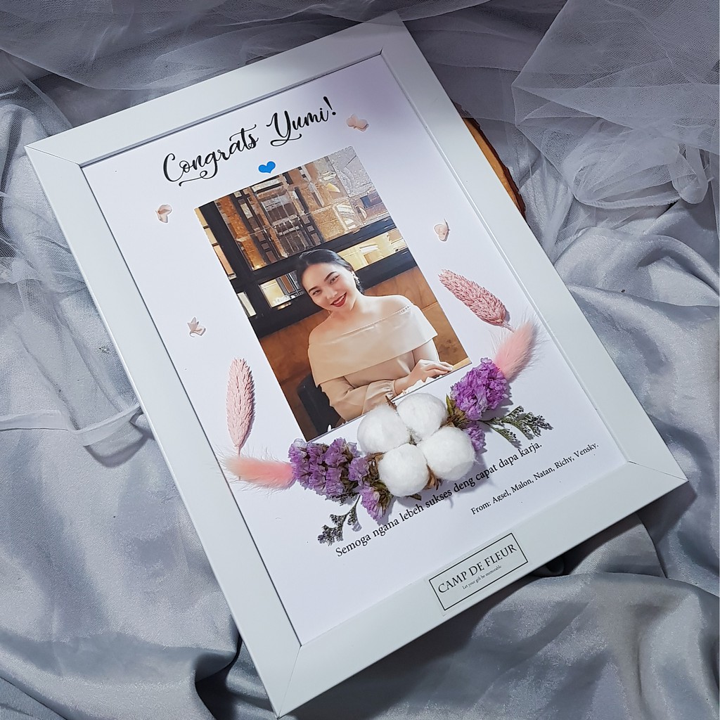 Jual A4 3D Flower Frame Dried Flower in Frame with Photo | Bingkai Foto ...