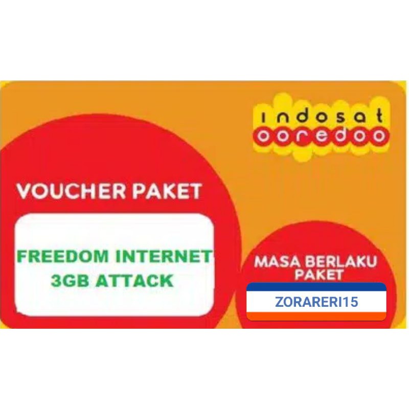 Jual VOUCHER INDOSAT FREEDOM INTERNET 3GB ATTACK NASIONAL (per 5pcs ...