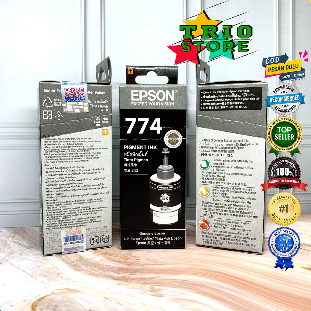 Jual Tinta Epson 774 Black For Printer M100 M200 L655 L1455 Premium ...