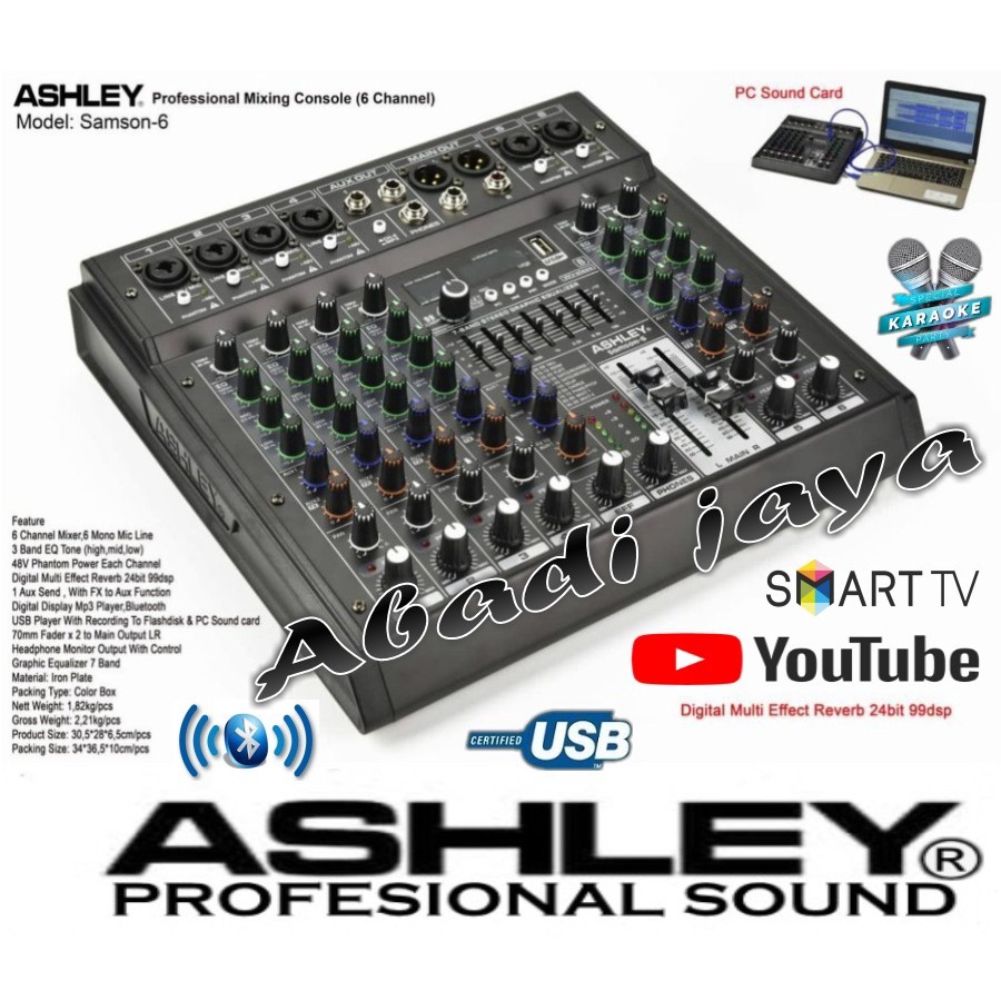 Jual mixer ashley samson 6 6 channel original | Shopee Indonesia