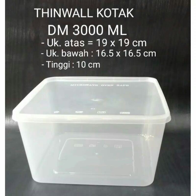 Jual Thinwall Kotak 3000ml Sq Food Container Box Tempat Makan Plastik