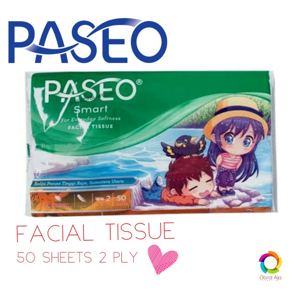 Jual Paseo smart facial tissue 50 sheets / 12 Sheets 2 ply (Travel Size ...