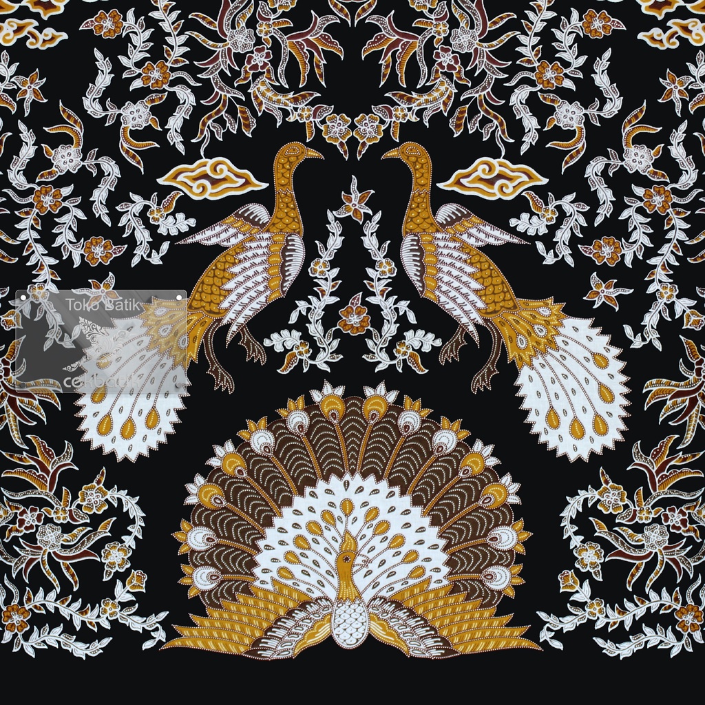 Jual kain batik - Motif Burung Merak Mega Mendung Unik (Hitam) | Shopee ...