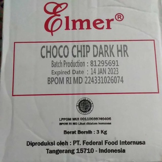 Jual chocochips elmer dark chocolate kemasan 250g | choco chip Elmer ...