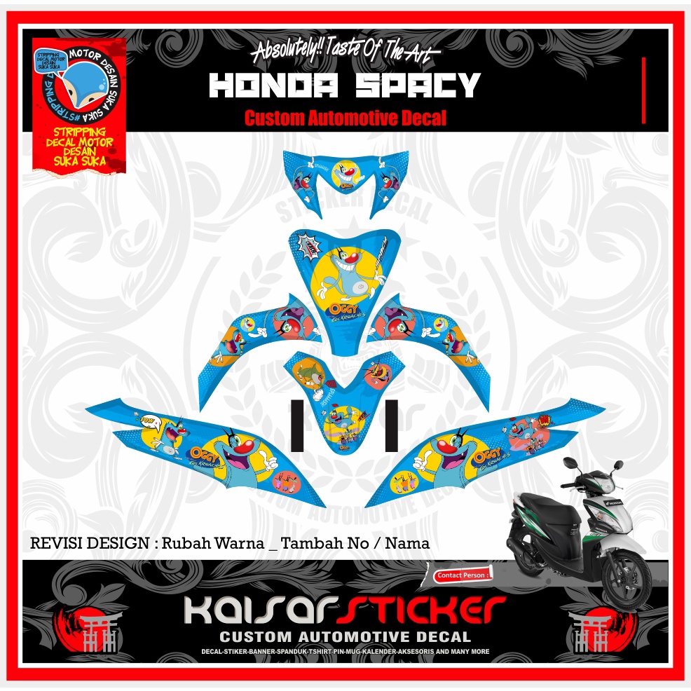 Jual Sticker Striping Honda Spacy - Stiker Decal Spacy Cartoon oggy ...