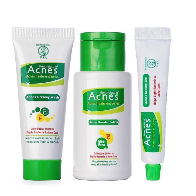 Jual ACNES Starter Pack 3 In 1 - Creamy Wash 20GR | Powder Lotion 20ML ...