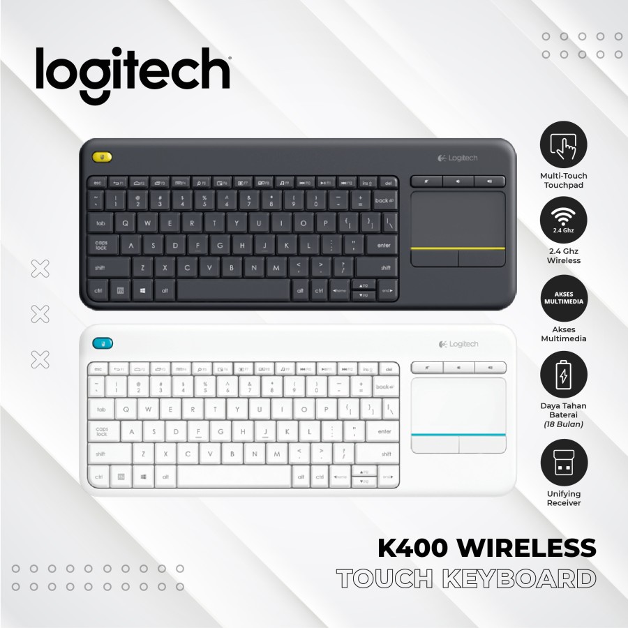 Jual Logitech K400 PLUS Keyboard Mouse Wireless Touchpad for PC SmartTV ...
