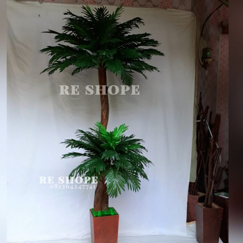 Jual bunga hias palem tinggi 2mtr/pohon palem bunga plastik/pohon hias ...