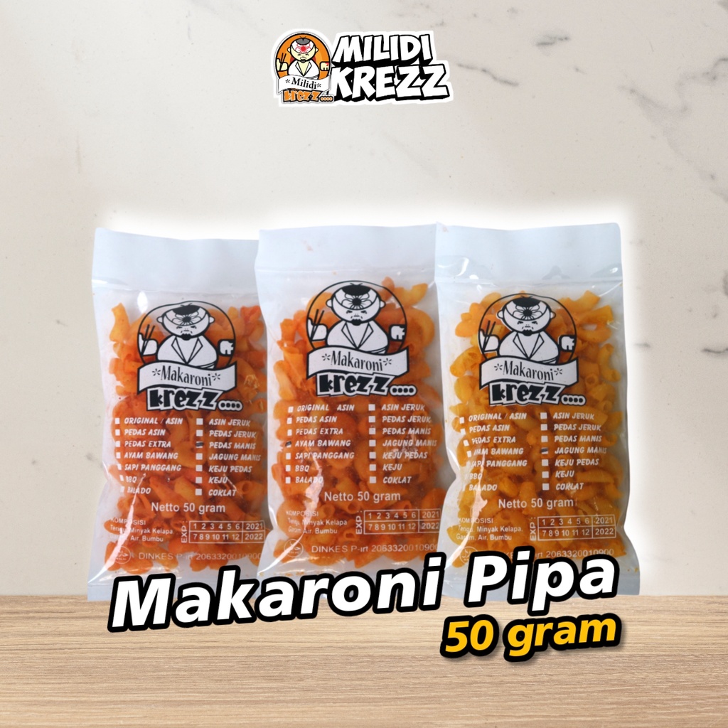 Jual Makaroni Pipa 50 gr Snack Makroni Pedas Milidikrezz | Shopee Indonesia