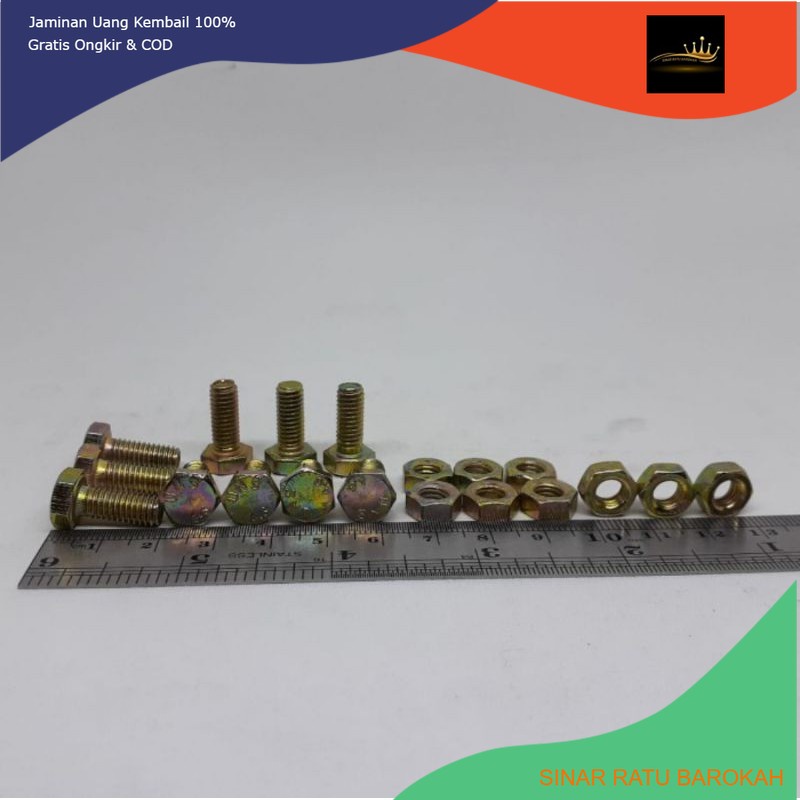 Jual BAUT M6X15 / BMK M6X15 / BMK M6 X 15 BAUT MUR KUNING KUNCI 10 PANJANG 1,5CM 1,5 CM DIAMETER ...