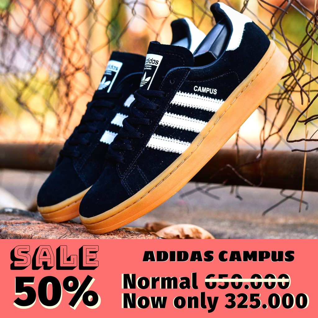 Jual SEPATU ORIGINAL ADIDAS CAMPUS BLACK WHITE GUM SOLE BERKUALITAS ...