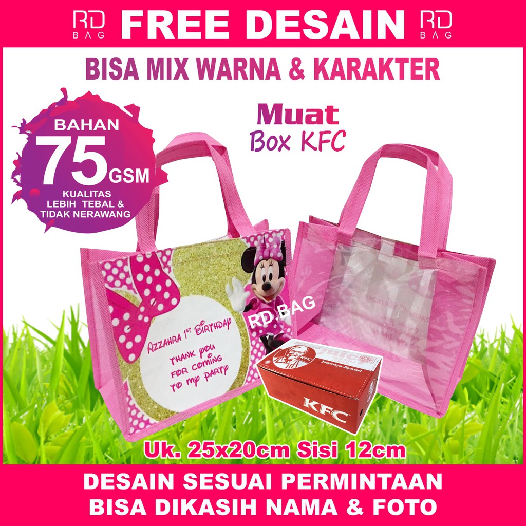 Jual TERLARIS Tas Ultah Mika Custom / Tas Ulang Tahun Transparan ...