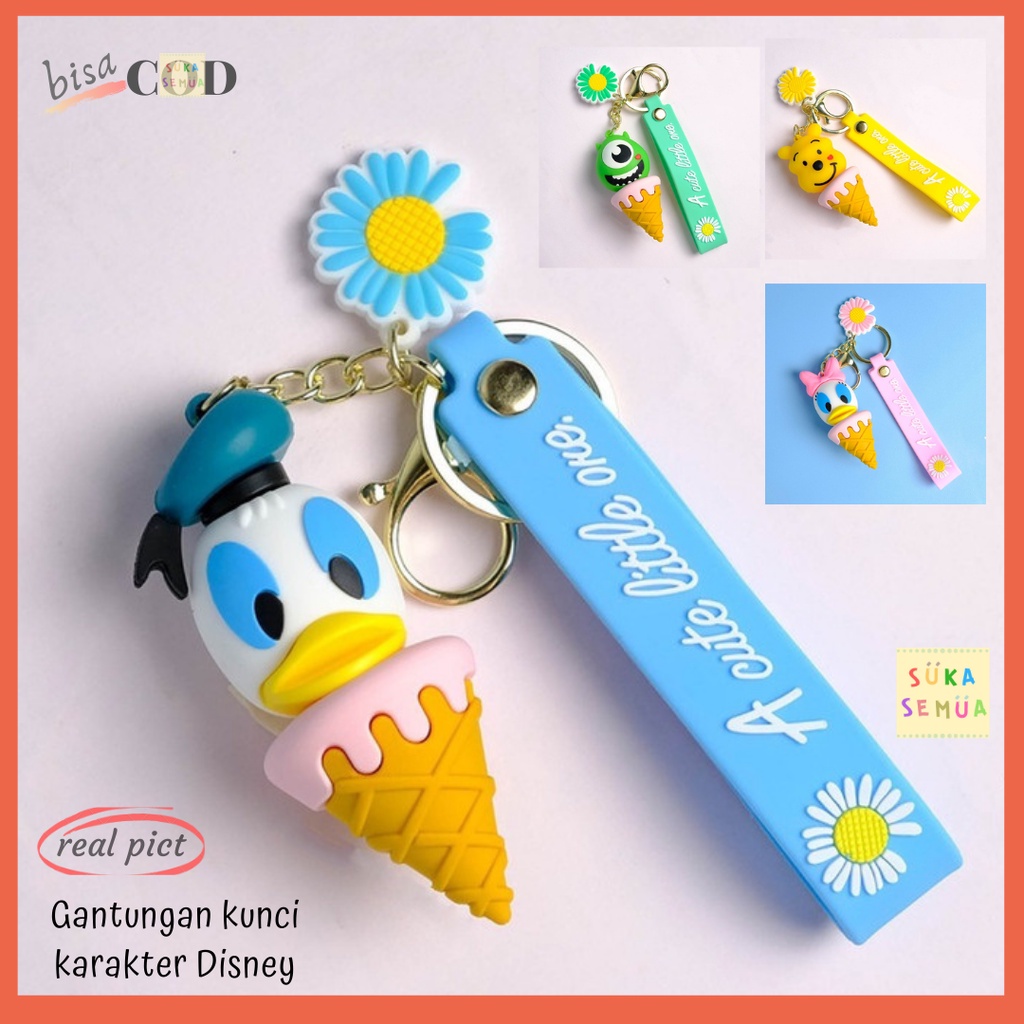 Jual Gantungan Kunci Disney Ice Cream 3D // Ganci Tas Keychain Donald ...