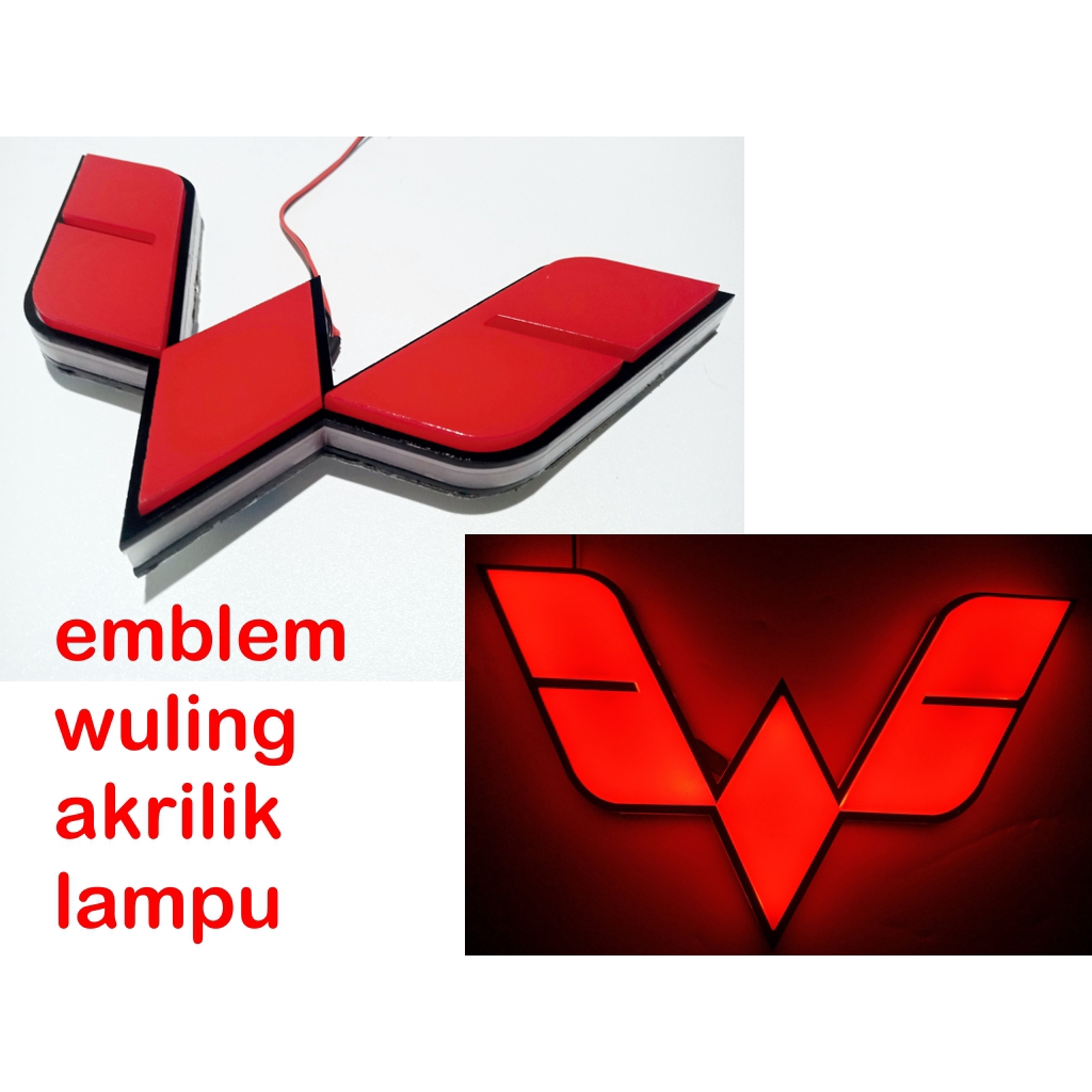 Jual EMBLEM WULING MERAH LAMPU FULL AKRILIK LASER LAMPU LED 4 DIMENSI ...