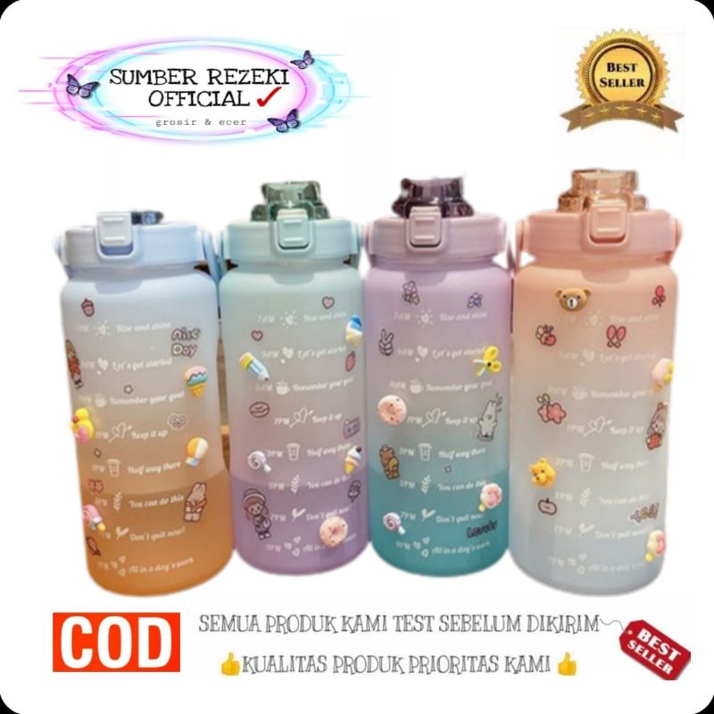 Jual SR - Botol Minum Korea Viral 2 Liter / Botol Motivasi Botol Minum ...