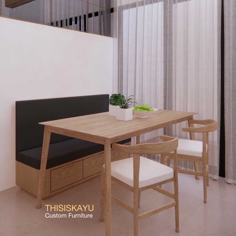 Jual MEJA MAKAN SET KAYU JATI MIX ROTAN MINIMALIS JEPANG | MEJA MAKAN ...