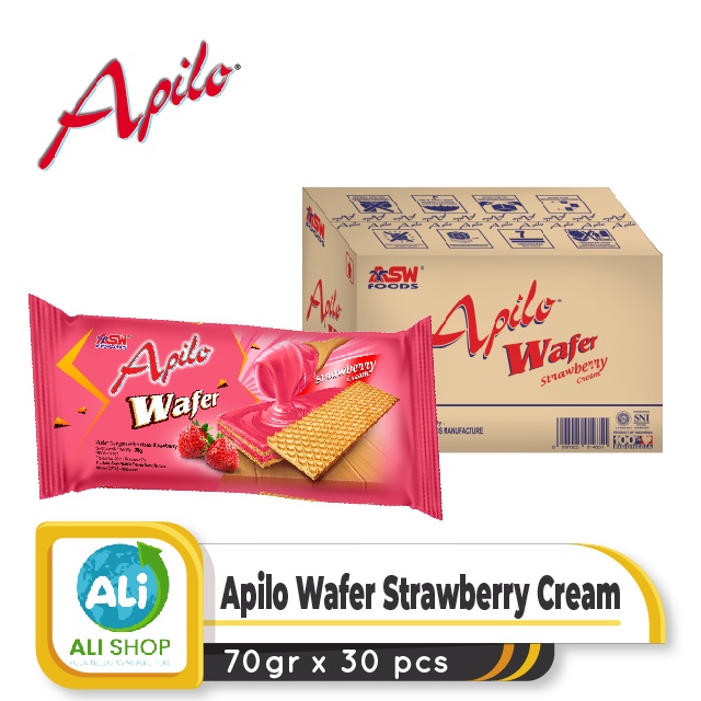 Jual Apilo Wafer Strawberry Cream 70gr Karton / dus | Shopee Indonesia