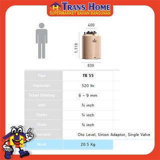 Jual Penguin Tangki Air Pvc 520 Liter TB 55 Toren Torn Tandon - All ...