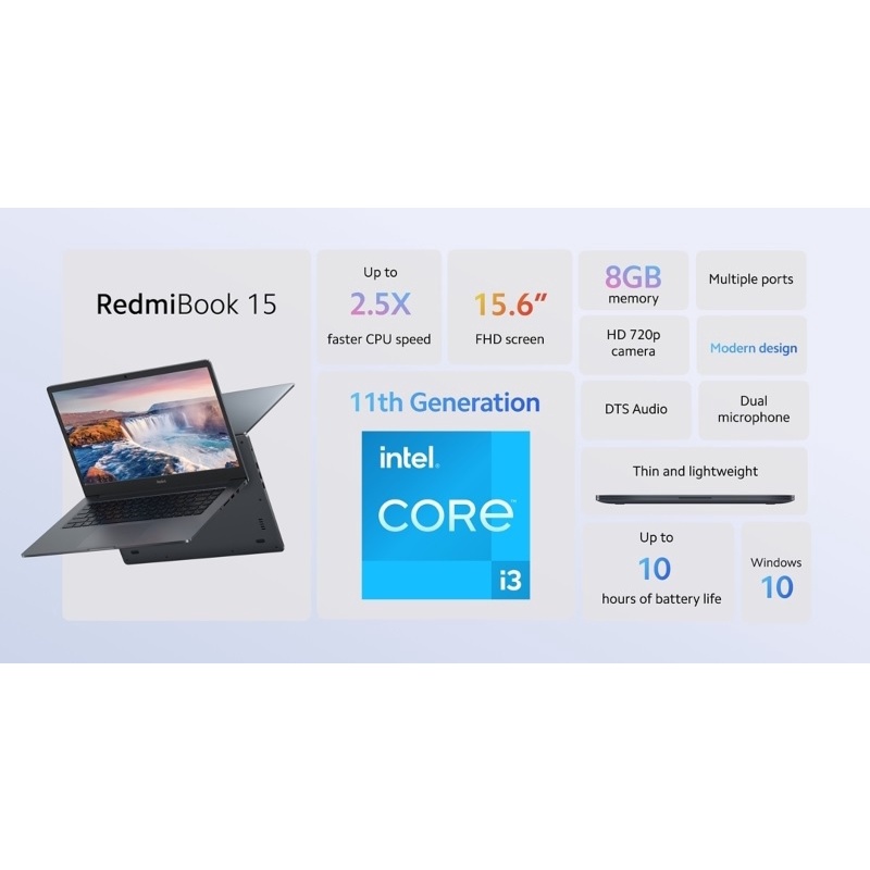 Jual RedmiBook 15 Core i3-1115G4 8GB SSD 256GB Win10 FHD | Shopee Indonesia