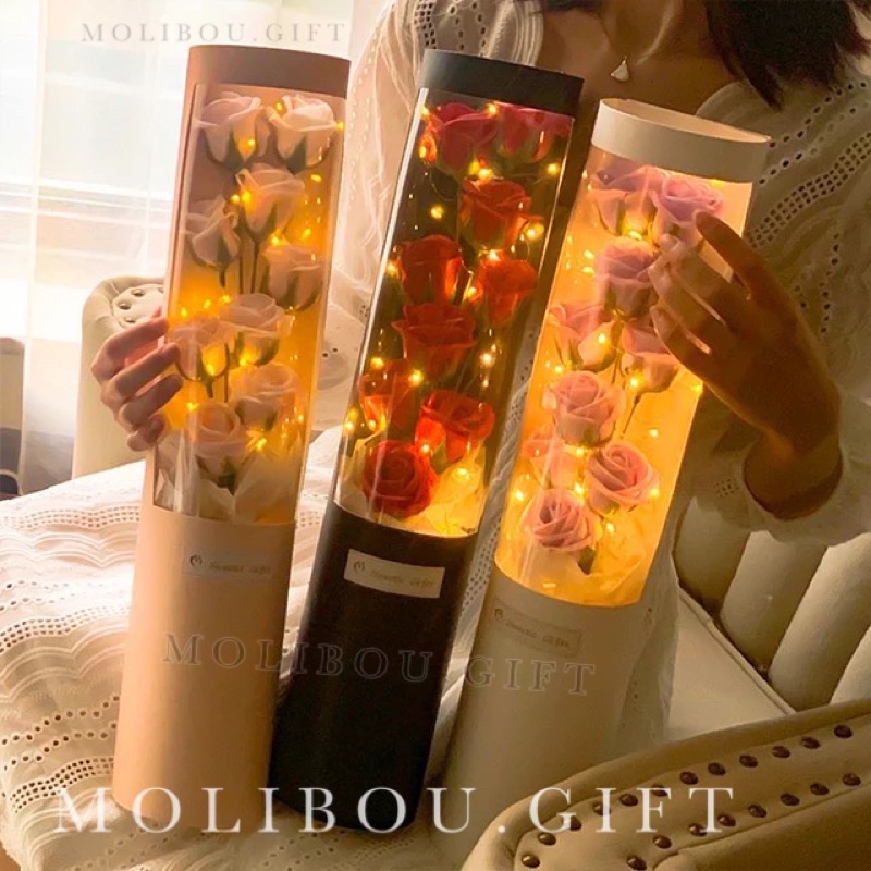 Jual SWEETIE Buket bunga sabun artificial LED unik dalam box tabung ...