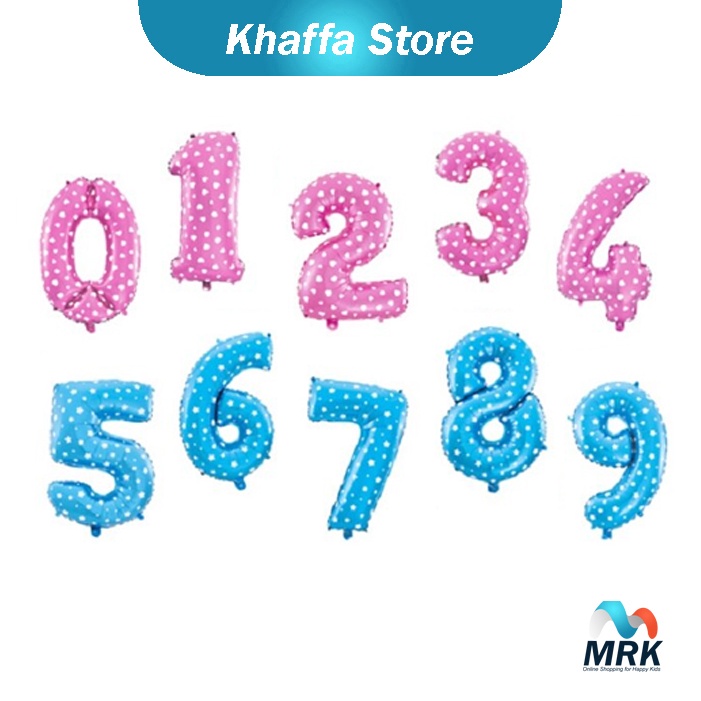Jual Balon Angka Besar Warna Biru dan Pink Nomor 0 1 2 3 4 5 6 7 8 9 ...