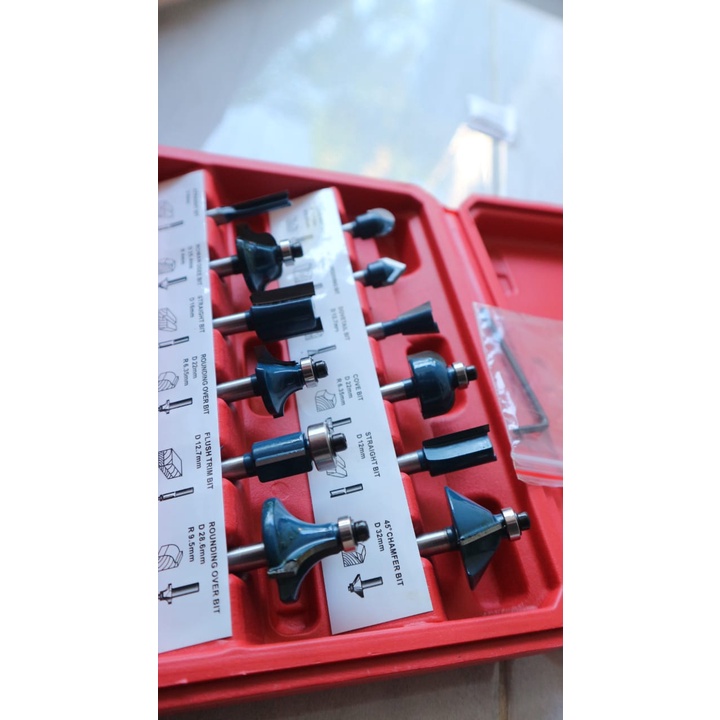 Jual Mata Router Mata Profil Mata Trimmer Set Router Bit Set 12pcs ...