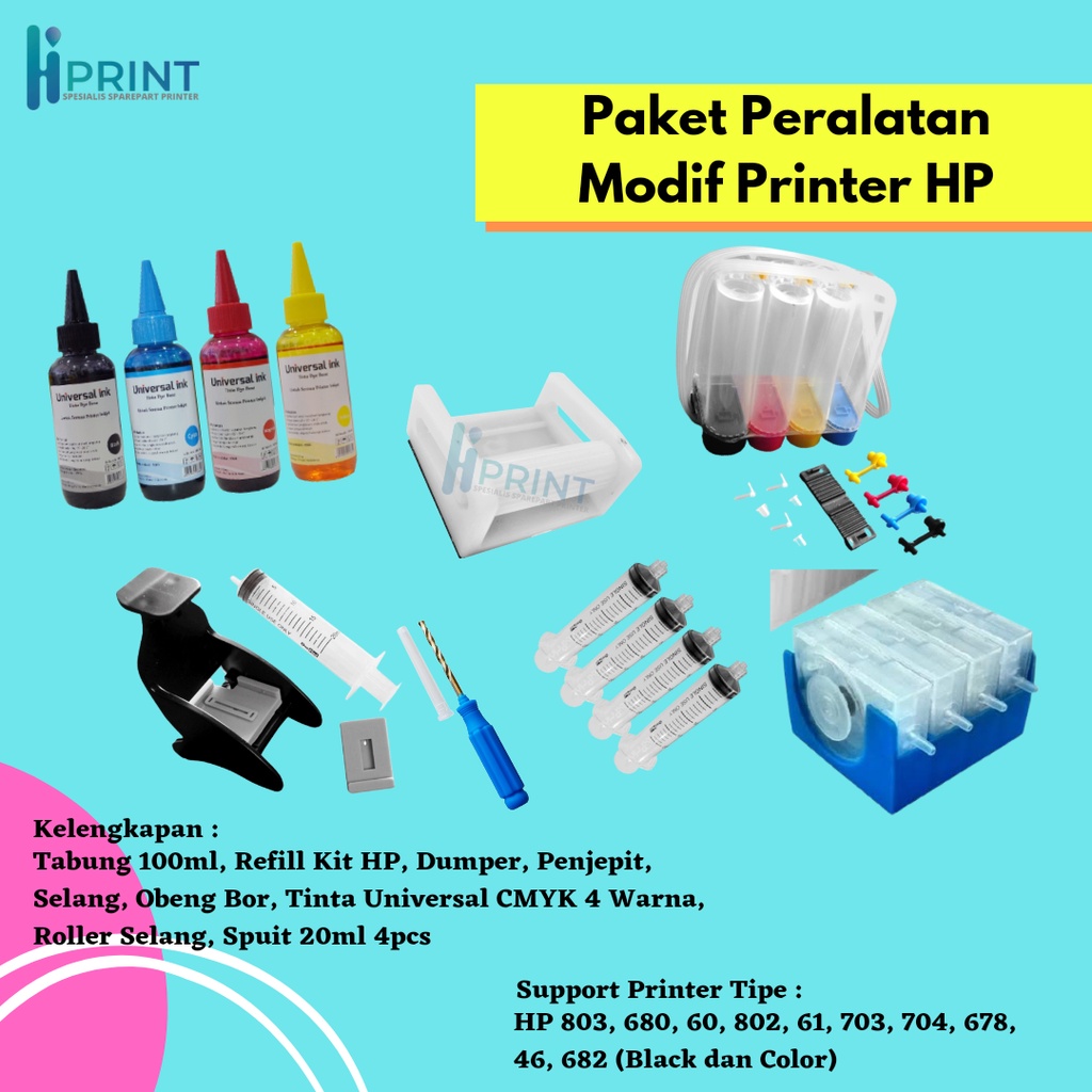 Jual Paket Infus Lengkap Cartridge HP 802 680 678 803 703 704 46 60 61 ...