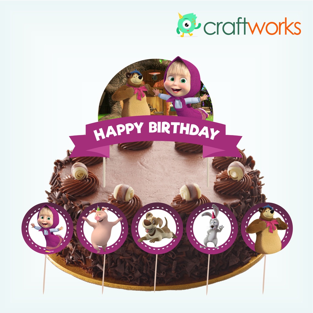 Jual CAKE TOPPER SET - MASHA AND BEAR | Shopee Indonesia