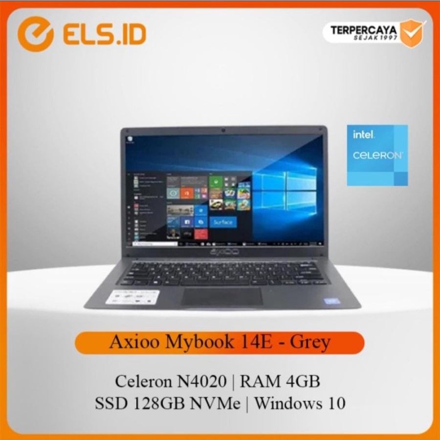 Jual Axioo Mybook 14E - Grey [Celeron N4020-4GB-SSD 128GB] | Shopee Indonesia