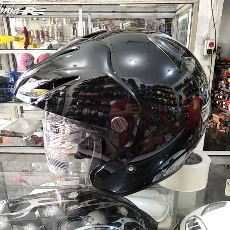Jual HELM INK CX 22 SPORT B SOLID BLACK /INK TOPI HITAM/HALF FACE ...