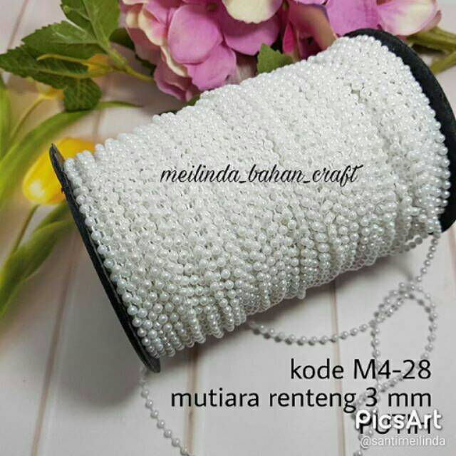 Jual Kode M4-28. Mutiara renteng 3 mm warna putih. Dijual per meter ...