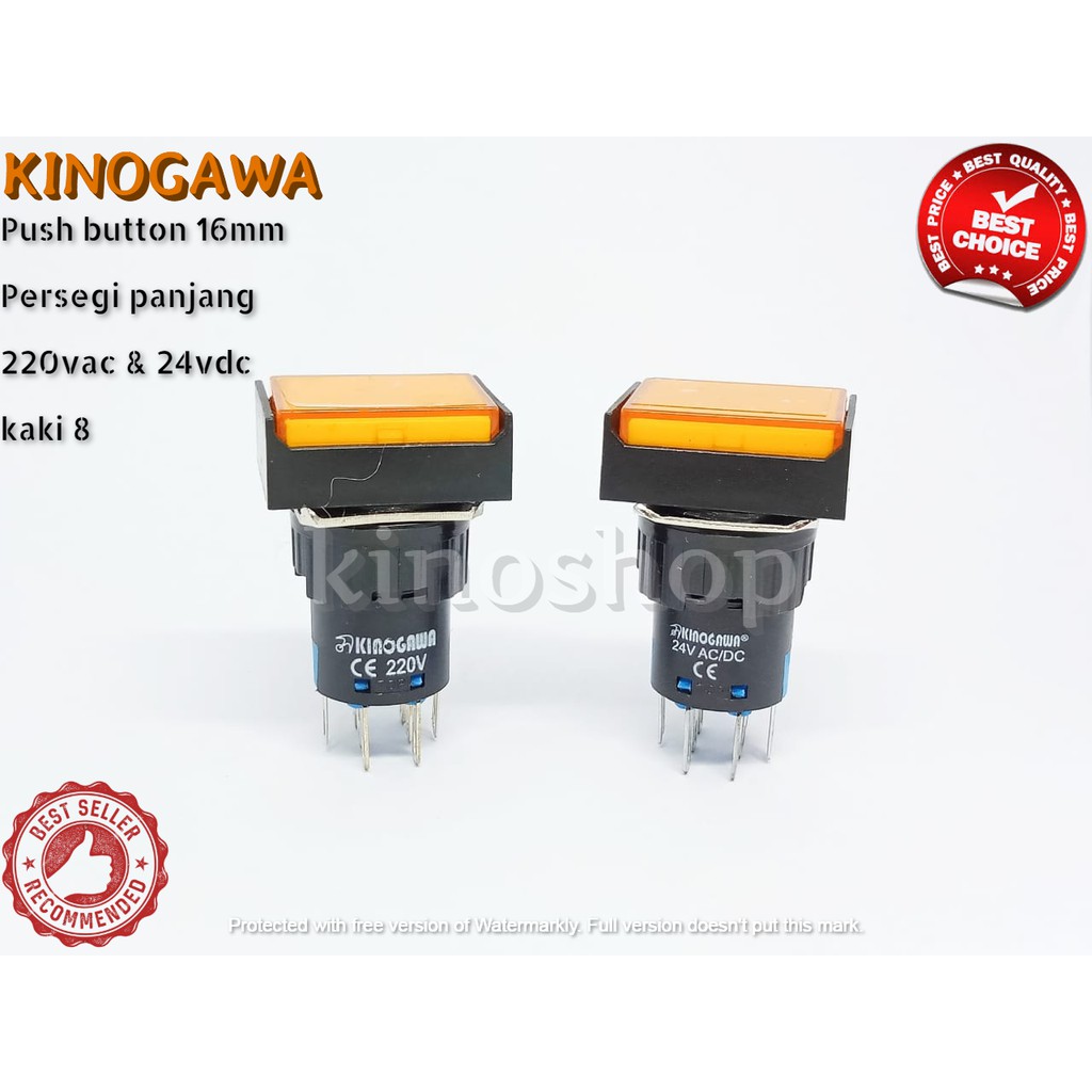 Jual Push Button Lamp 16mm Rectangular Kuning - Iluminated Push Lamp ...