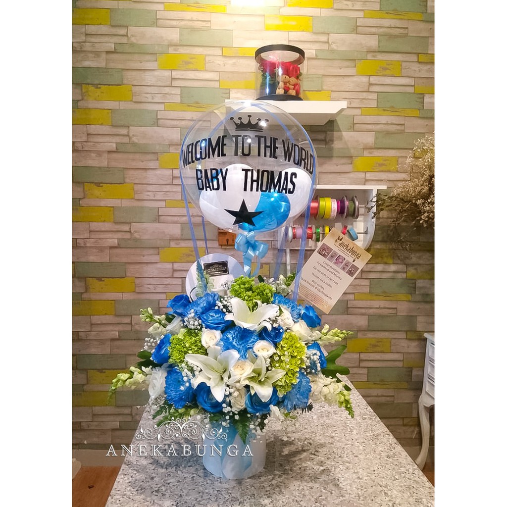 Jual Rangkaian Balon Bunga Asli Ucapan Kelahiran Anak Bayi Lahir Fresh ...