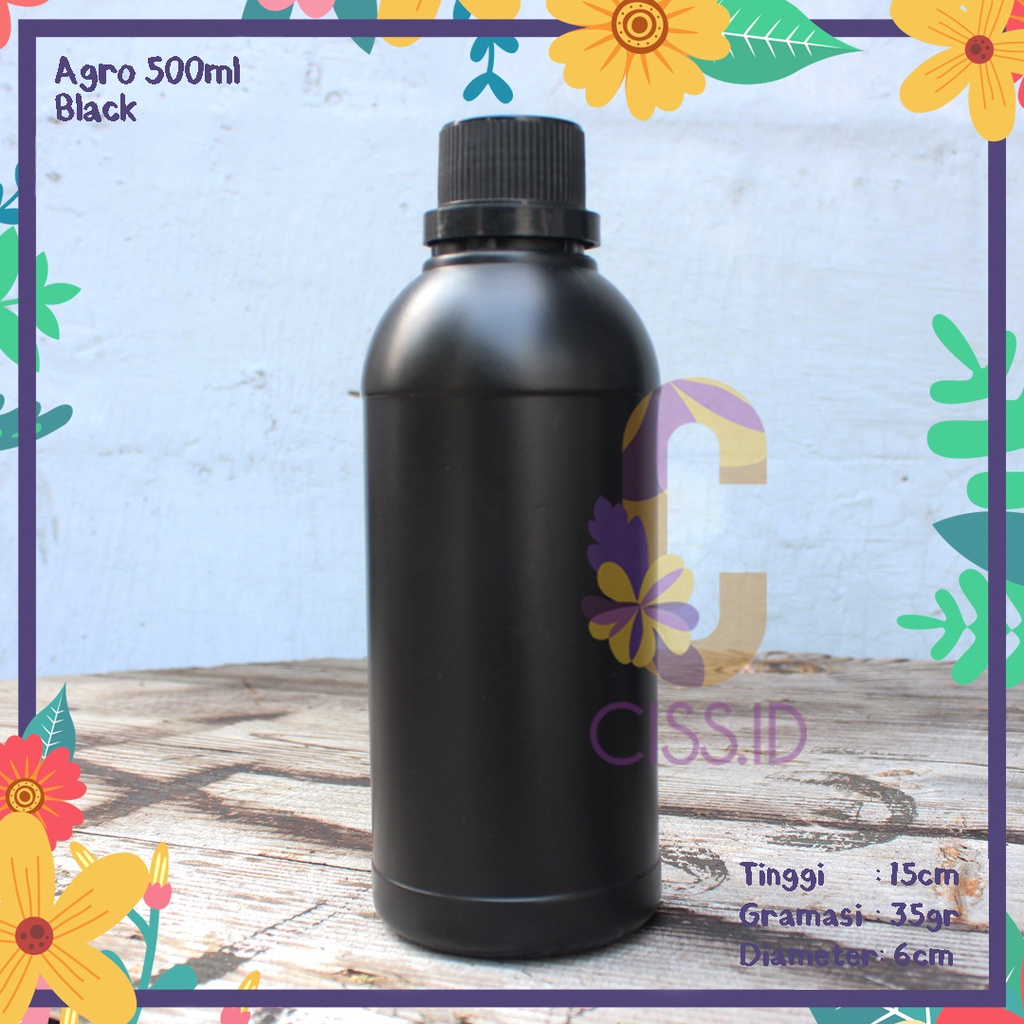 Jual BOTOL PLASTIK LABOR AGRO 500ML HITAM KEMASAN PUPUK KAPSUL TINTA HDPE TEBAL PLUS SUMBAT PLUG ...