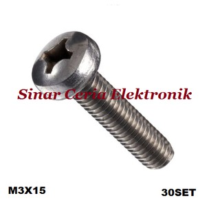 Jual x30 Baut Mur Ring M3x15 JP 3x15 Baut JP M3 3x15 3x15mm M3x15 ...