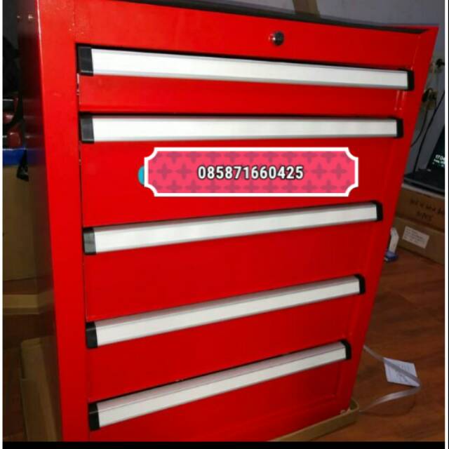 Jual Lemari Tools Penyimpanan Kunci - Kunci Tool Box Trolley 5 Laci JS ...