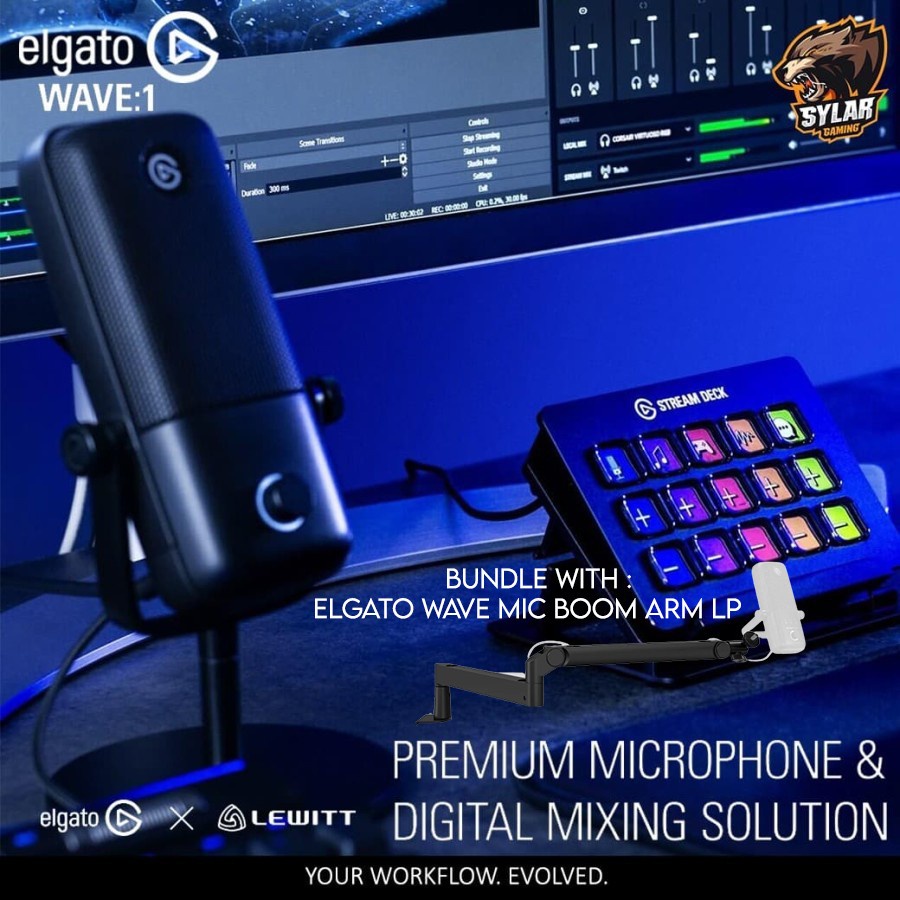 Jual Elgato Wave 1 Microphone With Elgato Wave Mic Boom Arm LP Low ...