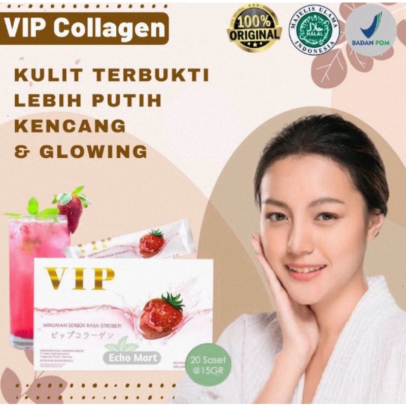 Jual VIP Collagen Drink 1 BOX Minuman serbuk perawatan kulit dari dalam ORIGINAL 100% BPOM ...