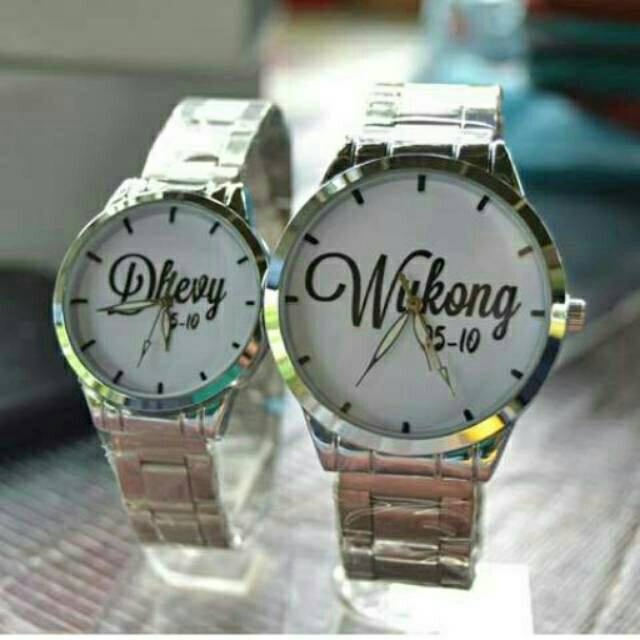 Jam tangan custom/costum couple-Jam rubber jam rantai jam nama jam ...