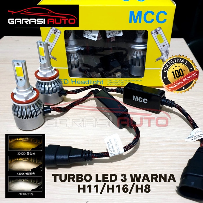 Jual Lampu Turbo LED Foglamp 3 Warna H11 H16 H8 Bohlam Kabut Original MCC Super Terang | Shopee ...