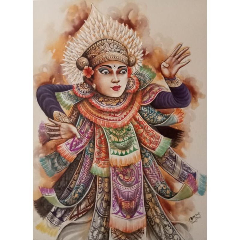Jual Lukisan penari tari baris tradisi bali indah bagus | Shopee Indonesia