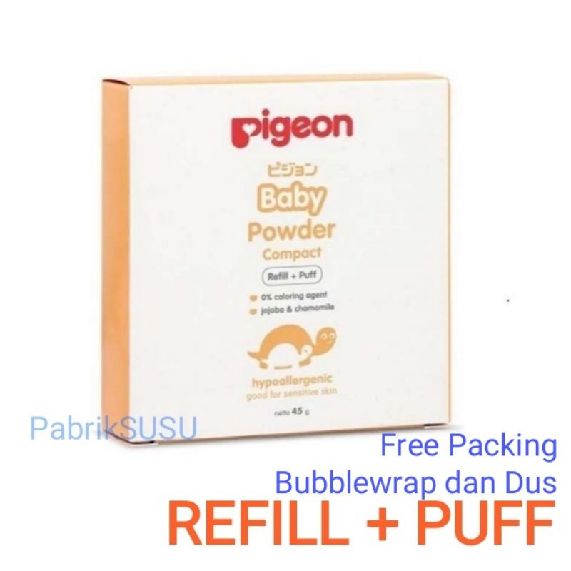 Jual Pigeon baby powder compact Refill & Puff 45g bedak padat bayi ...