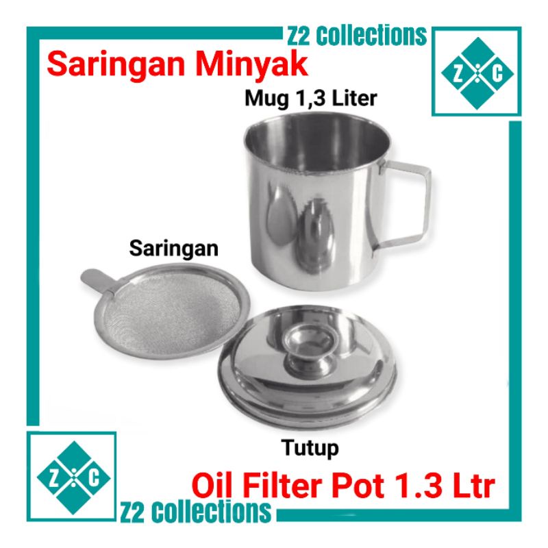 Jual Saringan Minyak Goreng 1.3 Liter Oil Pot Stainless Alat ...