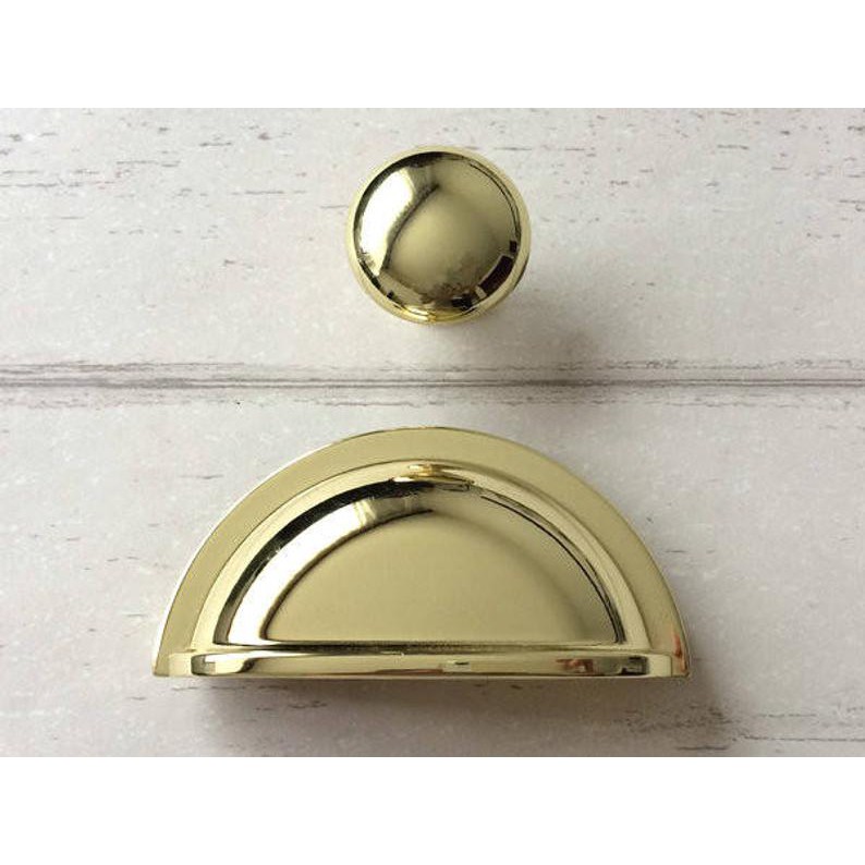 Jual Cup hidden handle modern shell shiny bright gold tarikan gagang ...