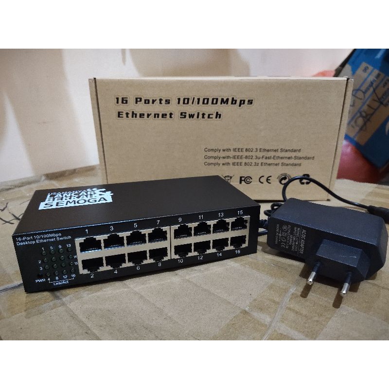 Jual Mini Switch Hub 16 Port 10/100 Mbps Support Vlan Fast Ethernet LAN ...