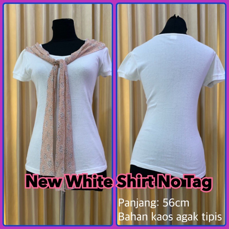 Jual New White Shirt (Kaos Putih dengan syal) | Shopee Indonesia