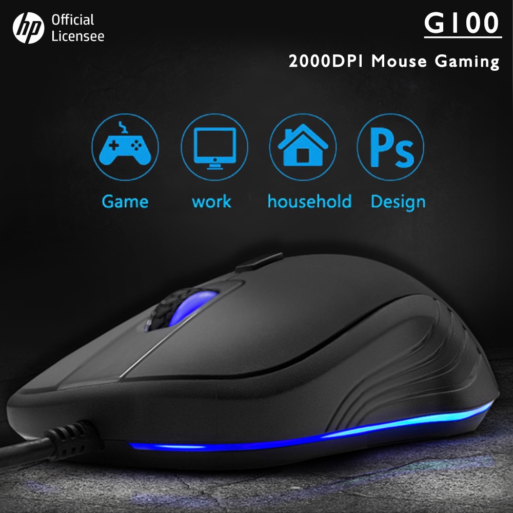 Jual Mouse Gaming HP G100 - 2000DPI Blue LED USB Wired Indonesia|Shopee ...