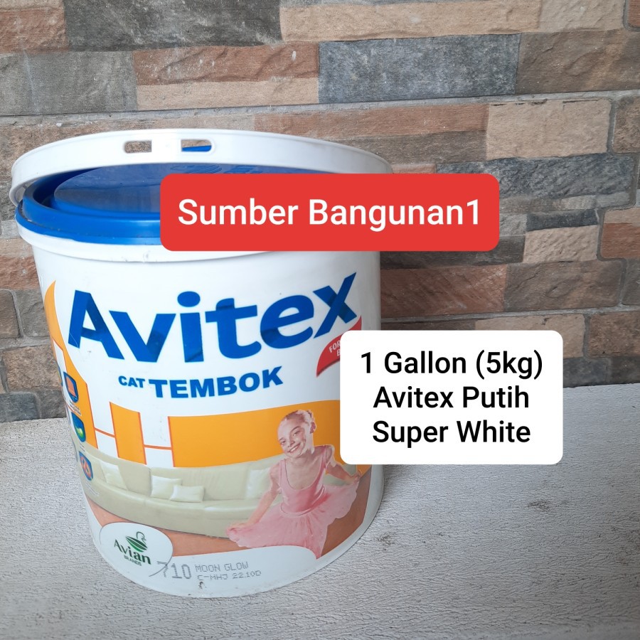 Jual Cat tembok putih Avitex 1 Gallon 5kg Super White Cat plafon ...