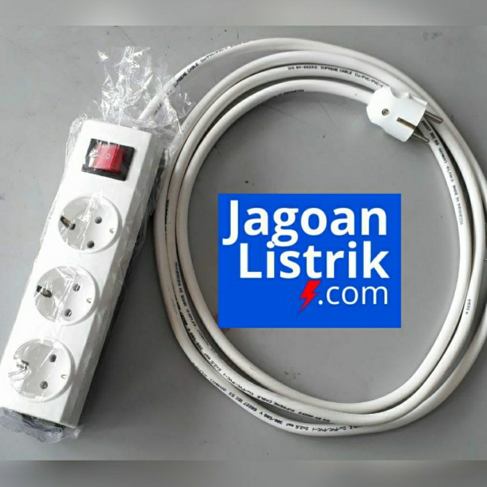 Jual Stop Kontak Broco 3 Lubang Pakai Saklar + Kabel 2 Meter + Steker ...