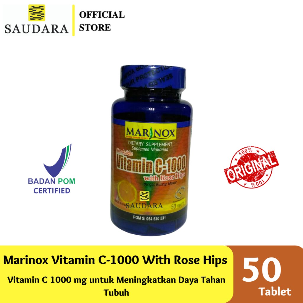Jual Marinox Vitamin C 1000 With Rose Hips (50 tablet) | Shopee Indonesia